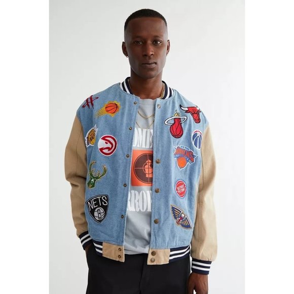 Urban Outfitters | Jackets & Coats | Mens Ultra Game Nba Denim Varsity ...